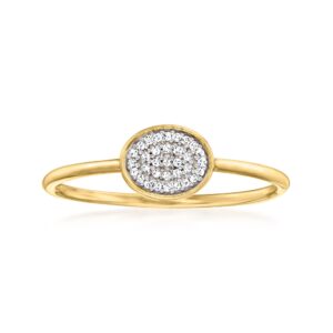 canaria pave diamond-accented oval ring in 10kt yellow gold. size 6