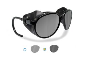 bertoni glacier polarized sunglasses for mountain hiking trekking ski mod cortina italy shiny black (photochromic polarized)