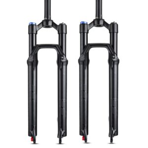 bolany 27.5/29inch bike suspension fork 34mm stanchions 1-1/8 thread-less straight steerer 120mm travel mtb air fork with damping rebound adjustment (manual, 27.5inch)