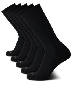 van heusen men's crew socks - 5 pack performance cushion comfort crew socks - breathable athletic socks for men (6-12.5), size 6-12.5, black