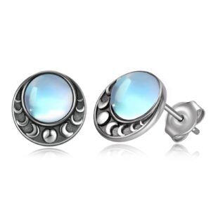 moonstone moon phase earrings 925 sterling silver moon phase stud earrings moonstone moon jewelry gift for women