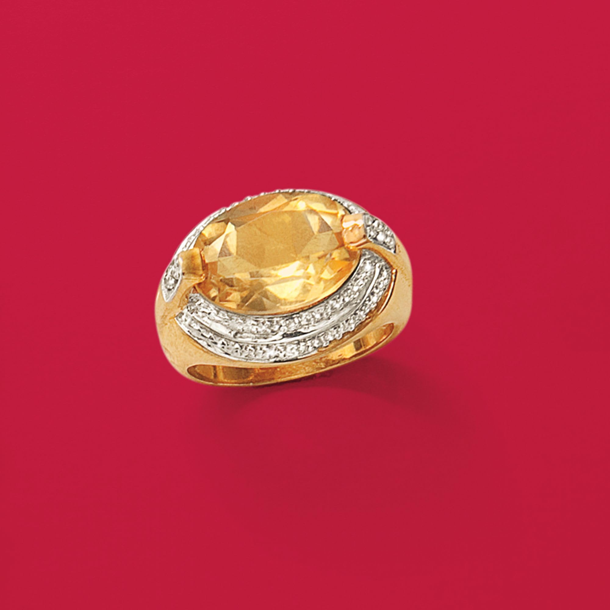 Ross-Simons 5.50 Carat Citrine Ring With White Topaz Accents in 18kt Gold Over Sterling. Size 10