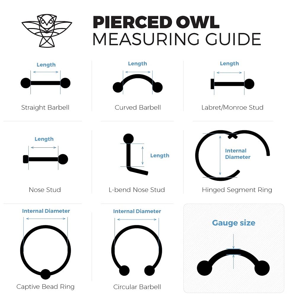 Pierced Owl 16GA F136 Implant Grade Titanium Threadless CZ Crystal Ends Horseshoe Circular Barbell (Clear)