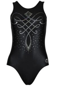 look-it activewear black diamonds leotard for gymnastics and dance adult small (size 2-4)