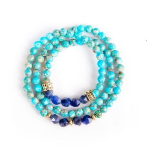 [udjat]turquoise emperor stone wrap bracelets,healing crystal bracelet, chakra bracelet,mala beads crystal bracelet for woman, turquoise wrap bracelets, turquoise emperor stone,blue sodalite