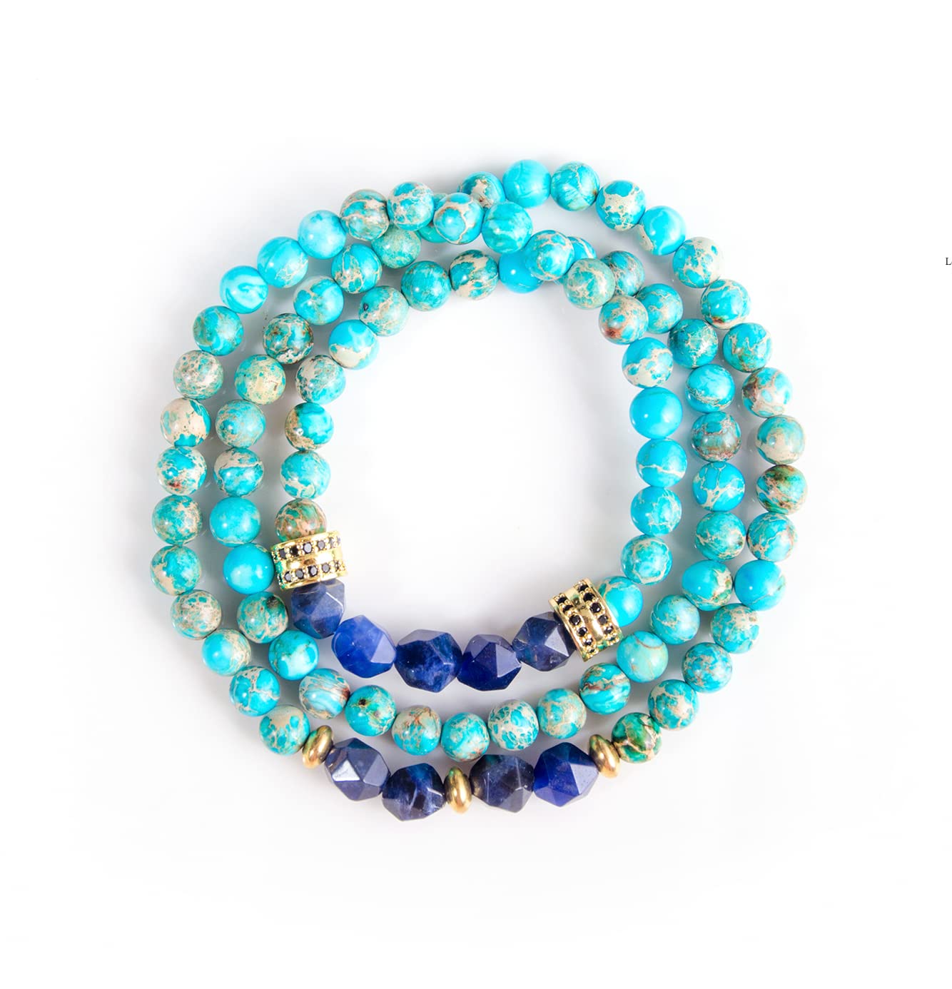 [Udjat]Turquoise Emperor Stone Wrap Bracelets,Healing Crystal Bracelet, Chakra Bracelet,Mala beads Crystal Bracelet for Woman, Turquoise Wrap Bracelets, turquoise emperor stone,blue sodalite