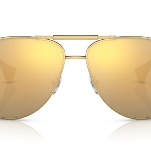 Versace Unisex Sunglasses Gold Frame, Brown Mirror Gold Lenses, 65MM