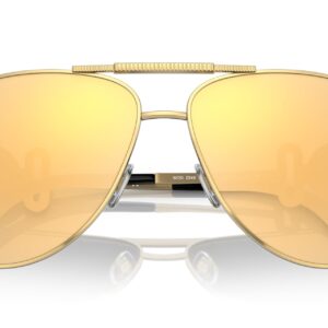 Versace Unisex Sunglasses Gold Frame, Brown Mirror Gold Lenses, 65MM