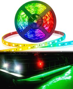 shangyuan boat strip lights, marine led strip lights, pontoon boat under gunnel deck lights, rgb color changing multiple colors led strip lights, fishing boat lights