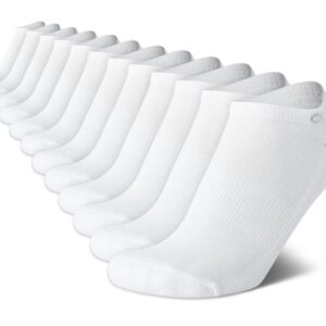 Calvin Klein Women's Athletic Socks - Lightweight Performance No Show Socks (12 Pack), Size 4-10, Pure White