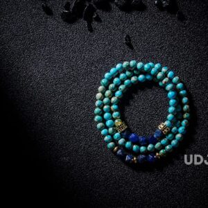 [Udjat]Turquoise Emperor Stone Wrap Bracelets,Healing Crystal Bracelet, Chakra Bracelet,Mala beads Crystal Bracelet for Woman, Turquoise Wrap Bracelets, turquoise emperor stone,blue sodalite