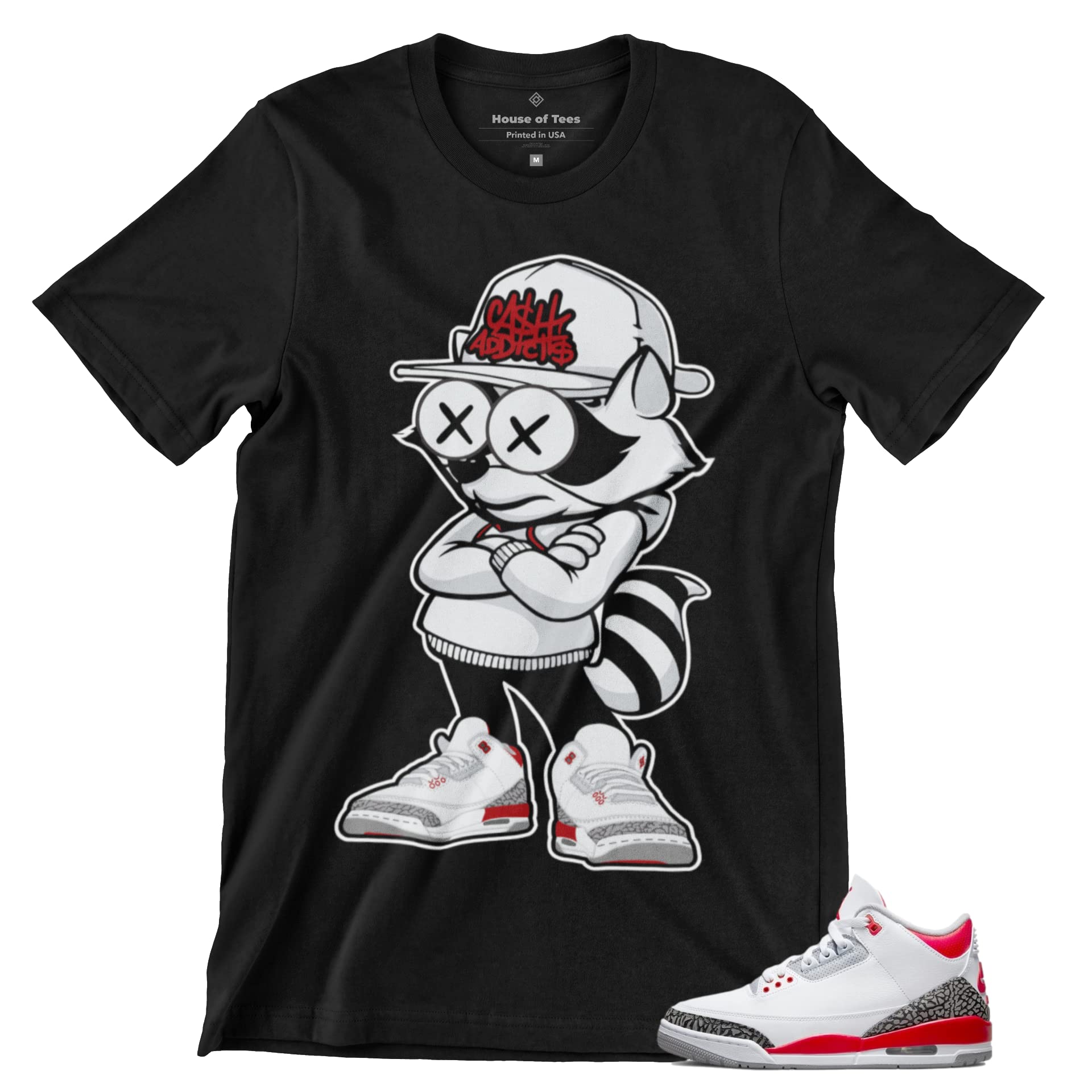 Jordan 3 Fire Red Shirt to Match Cash Addicts Men's T Shirt, Tee to Match Jordan 3 Fire Red, Tshirt to Match Jordan 3s