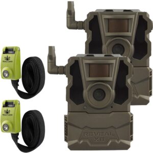 tactacam reveal xb cellular trail camera, no glow - verizon & at&t (2 pk) + two steel reinforced straps