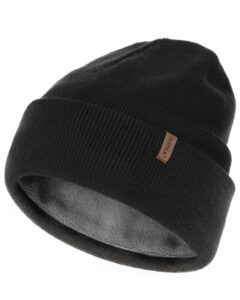 furtalk beanie hats for women men fleece lined winter hats soft warm womens beanies for winter black