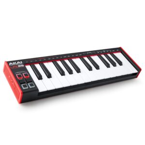 akai professional lpk25 - usb midi keyboard controller with 25 responsive synth keys for mac and pc, arpeggiator and music production software,black