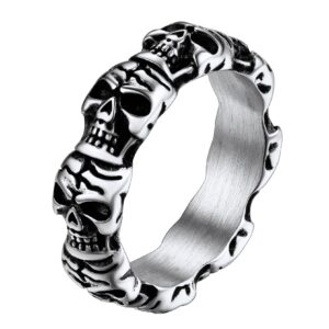 bikers gothic skull ring stainless steel statement halloween rings