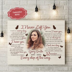 I Never Left You Personalized Sympathy Canvas for Loss of Loved One, Memorial Gifts for Loss of Sister Daughter - VTQ125 (10x8 inch), Multicolor