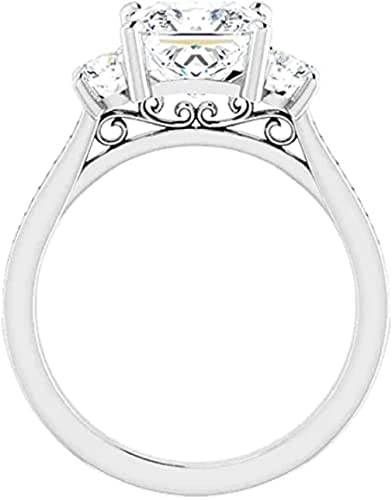 Moissanite World 3-Stone Moissanite Ring Princess 2.0CT, Moissanite Engagement Ring/Moissanite Wedding Ring/Bridal Ring Set 925 Sterling Silver Perfact for Gift Or As You Want (6)