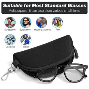 MoKo 𝑵𝒆𝒘𝒆𝒔𝒕 Sunglass Case Portable Glasses Case, 3 Pack Zipper Eyeglass Case Lightweight Soft Sunglass Pouch with Keychain Hook Design for Outdoor Travelling, Black