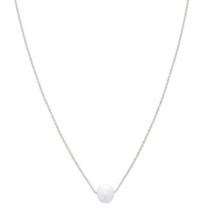 amazon essentials sterling silver freshwater pearl pendant necklace 16", silver