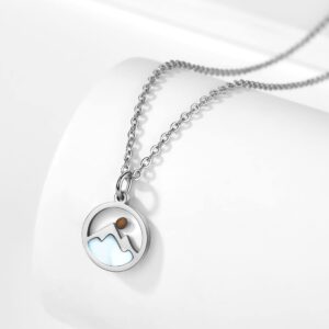 Yixinjew Rose Gold Mountain Mustard Seed Pendant Necklace Stainless Steel Inspiration Faith Jewelry for Women (silver)