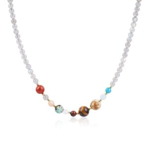 coai womens labradorite stone beaded solar system necklace