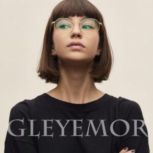 Gleyemor Blue Light Glasses for Women Men Vintage Octagonal Metal Gold Frame Computer Glasses (Gold)