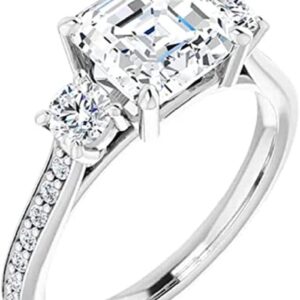 Moissanite World 3-Stone Moissanite Ring Heart 2.0CT, Moissanite Engagement Ring/Moissanite Wedding Ring/Moissanite Bridal Ring Set 925 Sterling Silver Perfact for Gift Or As You Want (11)