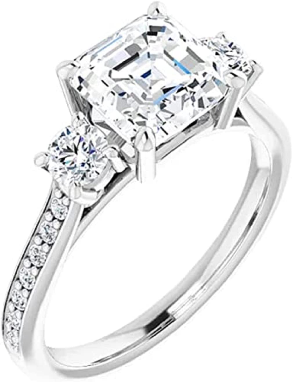 Moissanite World 3-Stone Moissanite Ring Heart 2.0CT, Moissanite Engagement Ring/Moissanite Wedding Ring/Moissanite Bridal Ring Set 925 Sterling Silver Perfact for Gift Or As You Want (11)