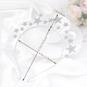 Formery Stars Halo Crown Headband Rhinestones Goddess Tiara Headpiece Party Festival Prom Crystal Hairband Hair Accessories for Woman and Girls (Silver)