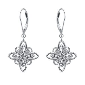 celtic leverback earrings for women 925 sterling silver witches knot drop dangle earrings jewelry graduation gifts for her