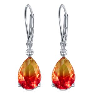 tourmaline earrings 925 sterling silver leverback dangle earrings red crystal tourmaline jewelry for women