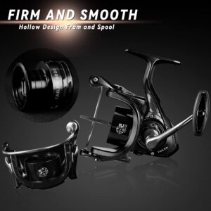 Fishdrops Fishing Reels Spinning, 5+1BB Anti-Reverse with Left/Right Interchangeable Golden Handle, 7.5 oz Ultralight Spinning Reels, 5.5:1 High Speed with Deep/Shallow Aluminum Spool for Freshwater