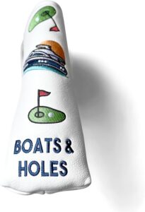 blade putter cover by golly golf - just released - tour quality putter cover - scotland weather tested - premium leather - boats & holes edition - putter protection + strong magnetic closure