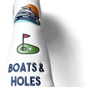 Blade Putter Cover by Golly Golf - JUST RELEASED - Tour Quality Putter Cover - Scotland Weather Tested - Premium Leather - BOATS & HOLES EDITION - Putter Protection + Strong Magnetic Closure