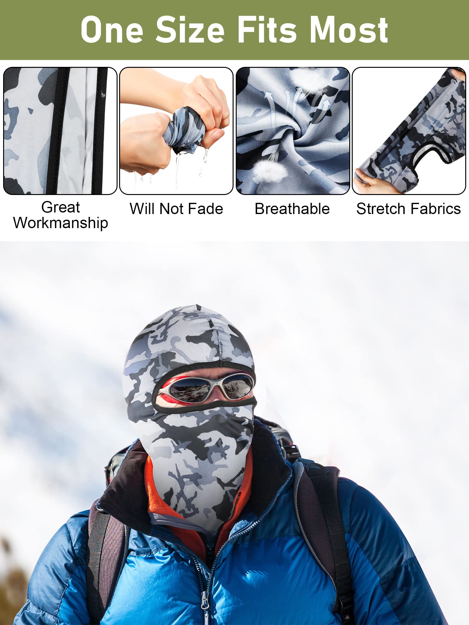 54 Pcs Balaclava Face Mask UV Sun Protection Ski Full Face Mask Breathable Full Head Mask Motorcycle Cycling Bike Ski for Men Women