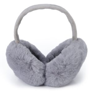 savita winter ear warmers, cute furry winter ear muffs warm foldable ear covers for cold weather outdoor winter women girls (grey)