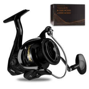 Fishdrops Fishing Reels Spinning, 5+1BB Anti-Reverse with Left/Right Interchangeable Golden Handle, 7.5 oz Ultralight Spinning Reels, 5.5:1 High Speed with Deep/Shallow Aluminum Spool for Freshwater