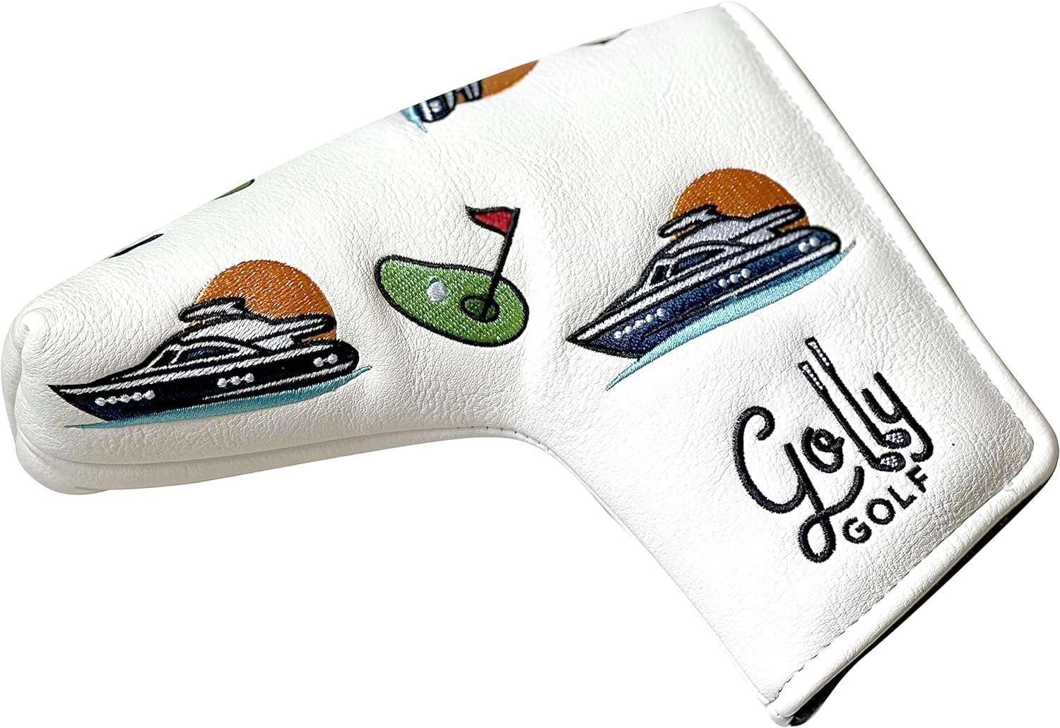 Blade Putter Cover by Golly Golf - JUST RELEASED - Tour Quality Putter Cover - Scotland Weather Tested - Premium Leather - BOATS & HOLES EDITION - Putter Protection + Strong Magnetic Closure