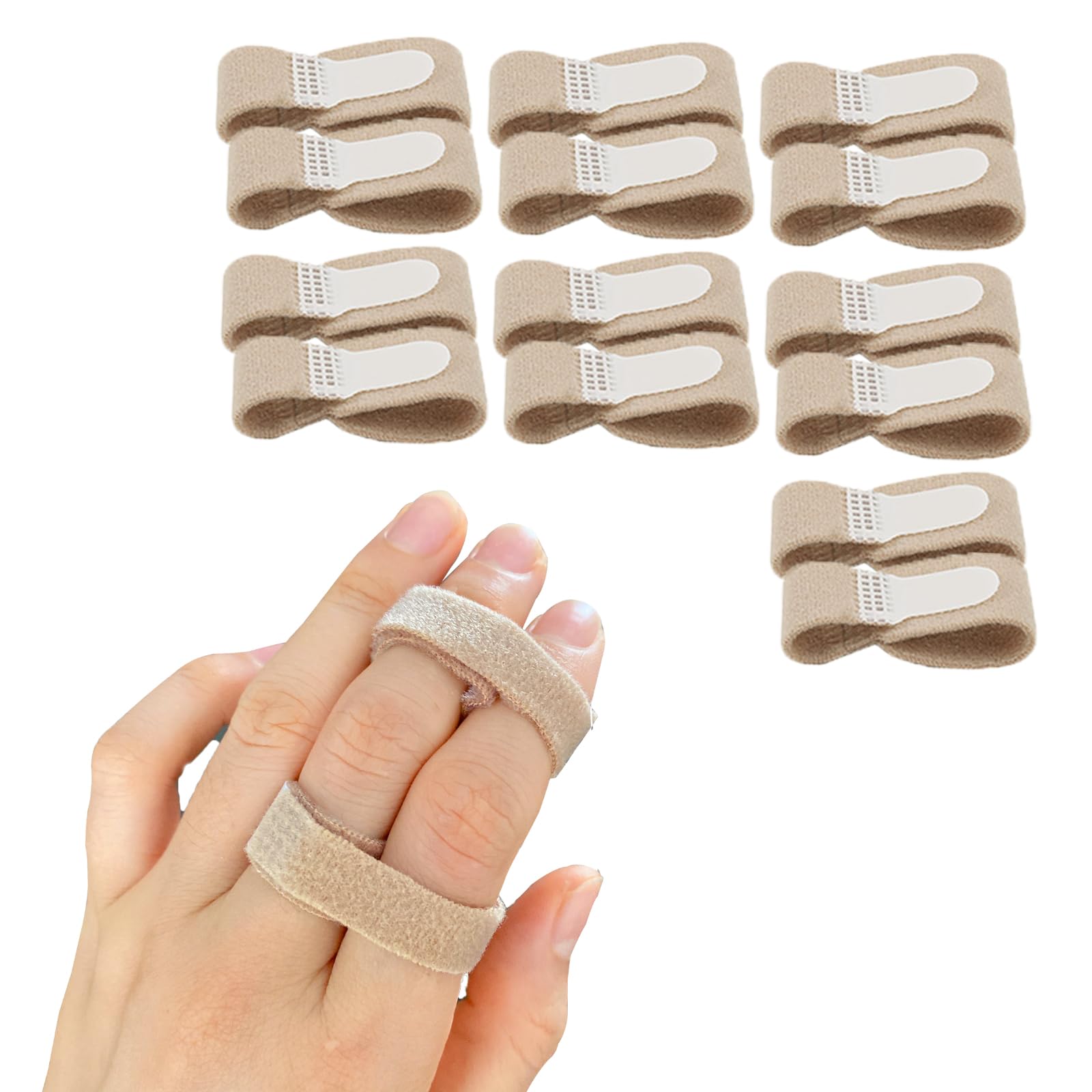 Jrery-KEY 14 Pack Buddy Finger Wraps for Arthritis Injury, Non-Slip Trigger Finger Splint Loops Straps Great Washable & Reusable for Broken Finger Support for Index Middle Pinky Fingers