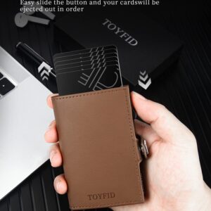 TOYFID Minimalist Wallets for Men,Slim Wallets for Men,Pop Up Wallet,Credit Card Leather Minimalist Wallet,Minimalist Wallet for Business Men,Leather Men's Wallets,RFID Blocking Protection