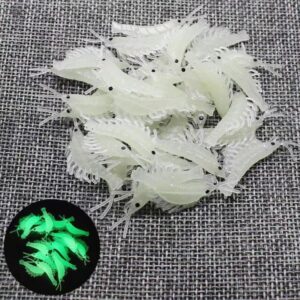 royhoo 100pcs luminous silicone soft shrimp lure baits soft lure worms glow simulation prawn shrimps fishing tackle lures baits