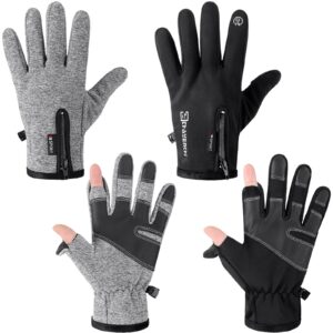 bencailor 2 pairs windproof waterproof fingerless gloves winter warm touchscreen bicycle gloves men cold weather cycling bike motorcycle touch screen gloves (x large)