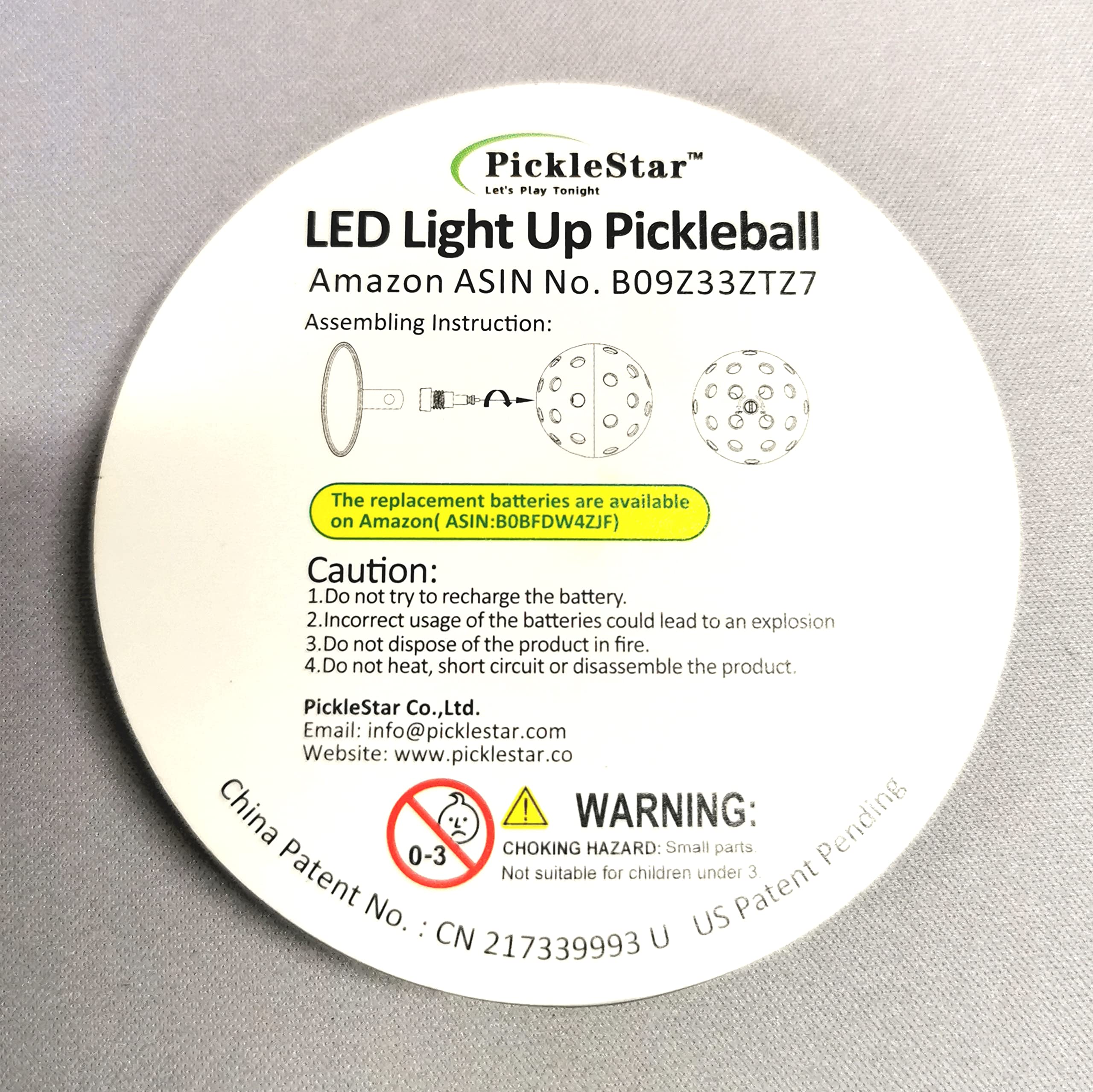 PickleStar 9 Pack Replacement Battery for PickleStar1 LED Ligth up Pickleball Balls