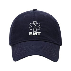 l8502-lxyb baseball cap men emt-911 embroidered washed cotton dad hat unisex baseball caps (navy,7 5/8)