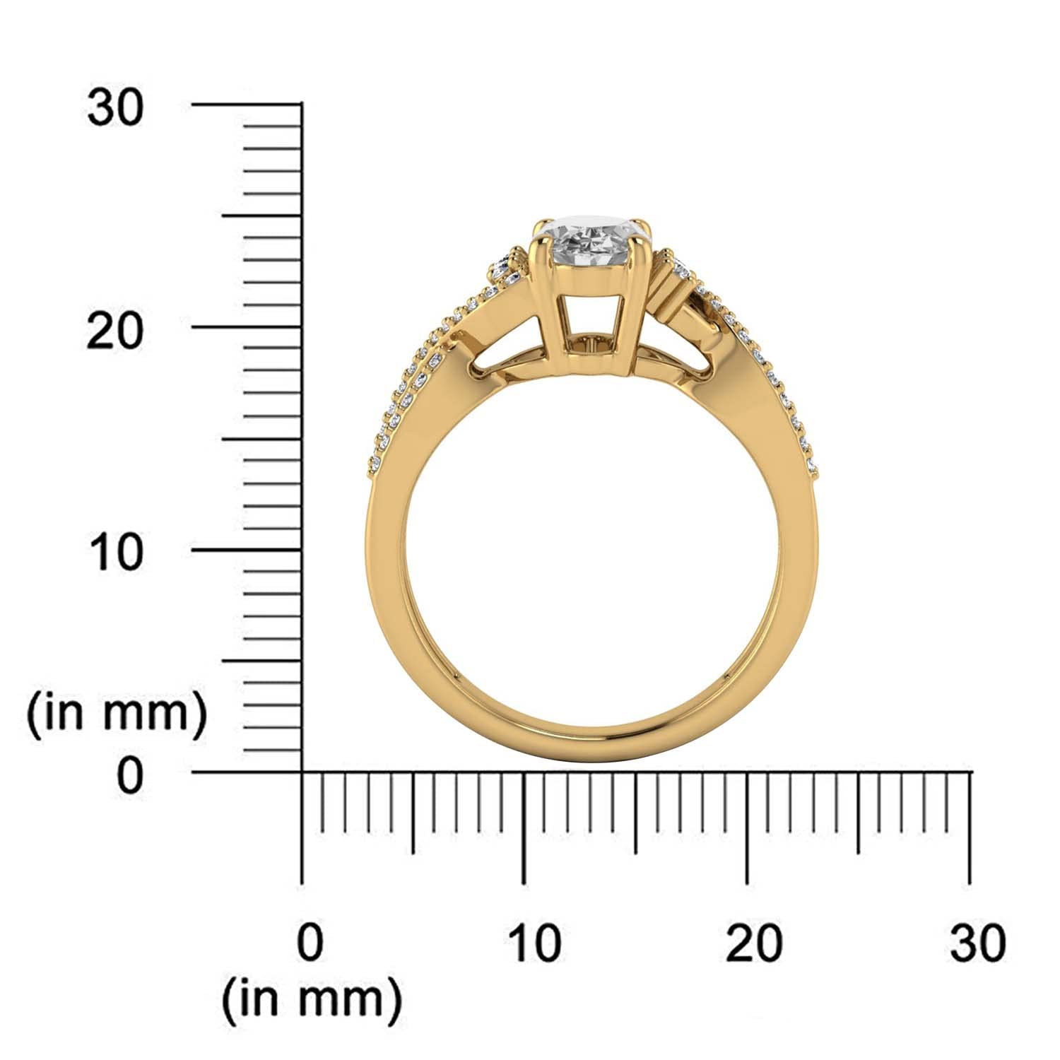 Pretty Jewels Infinity Style, Center 7.5x5.5mm Oval Cut Lab Created Moissanite And Natural White Diamond Solitaire Engagement Rings for Women In 14k Yellow Gold Gift For Her (1.16 Cttw) Size-7