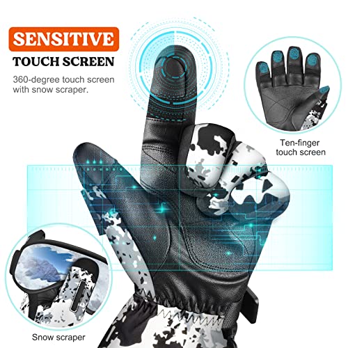 MADETEC Heated Gloves for Men Women, Winter Gloves Upgraded Rechargeable Battery, Waterproof & Double Windproof Electric Heated Gloves, Heated Camo Gloves for Ski Hunting Motorcycle Riding