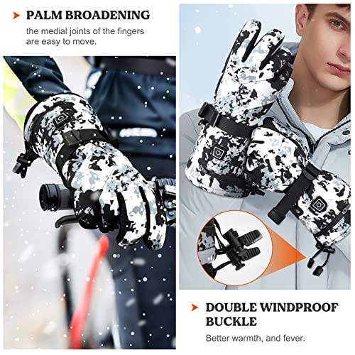 MADETEC Heated Gloves for Men Women, Winter Gloves Upgraded Rechargeable Battery, Waterproof & Double Windproof Electric Heated Gloves, Heated Camo Gloves for Ski Hunting Motorcycle Riding