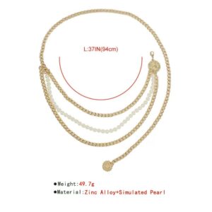 Zehope Layered Waist Chain Gold Belly Chain Peal Dresses Chain Body Chain Accessories Jewelry for Women