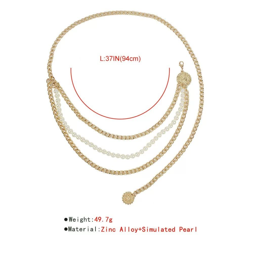 Zehope Layered Waist Chain Gold Belly Chain Peal Dresses Chain Body Chain Accessories Jewelry for Women